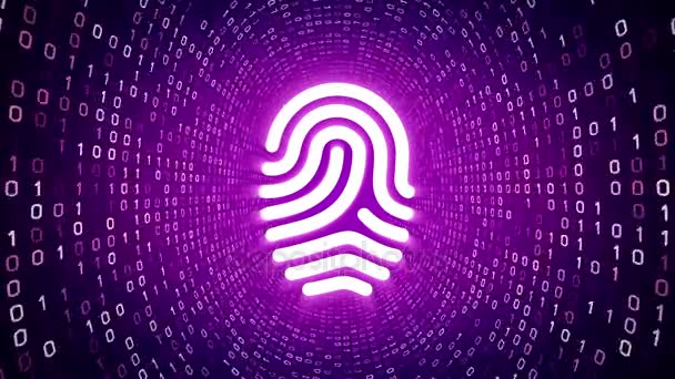 Green Fingerprint Icon Form Green Binary Tunnel White Background Digital Stock Video Footage by ...