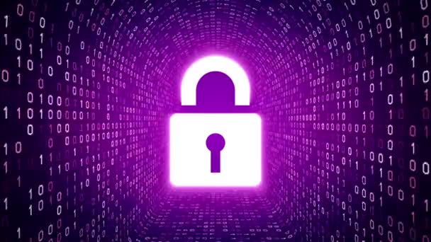 Red Lock Icon Form Red Binary Tunnel White Background Computer — Stock Video © 42pixels #181607104