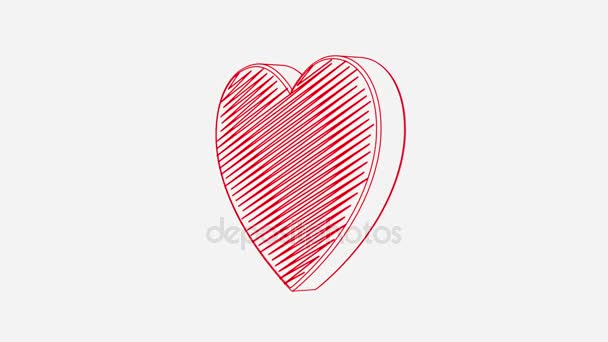 Isolated Hand Drawn Red Heart Symbol Rotating White Background Seamless ...