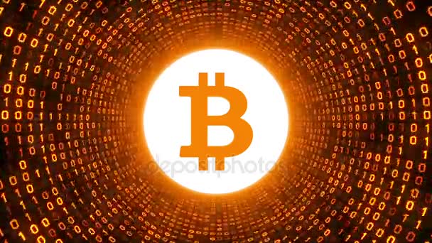 White Crypto Currency Logo Bitcoin Form White Binary Tunnel Black — Stock Video © 42pixels ...