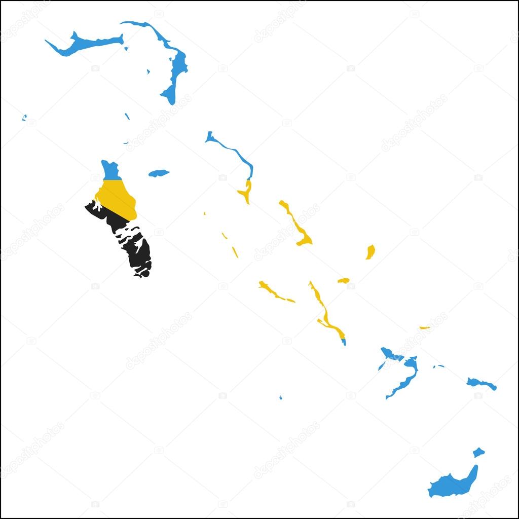 Bahamas high resolution map with national flag. Stock Vector by ...