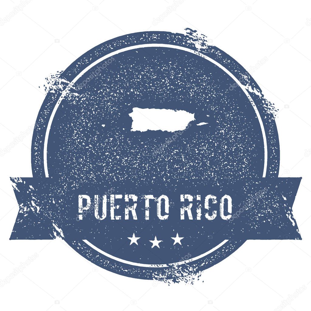 Puerto Rico marca sello de goma de viaje con el nombre y el mapa de ...