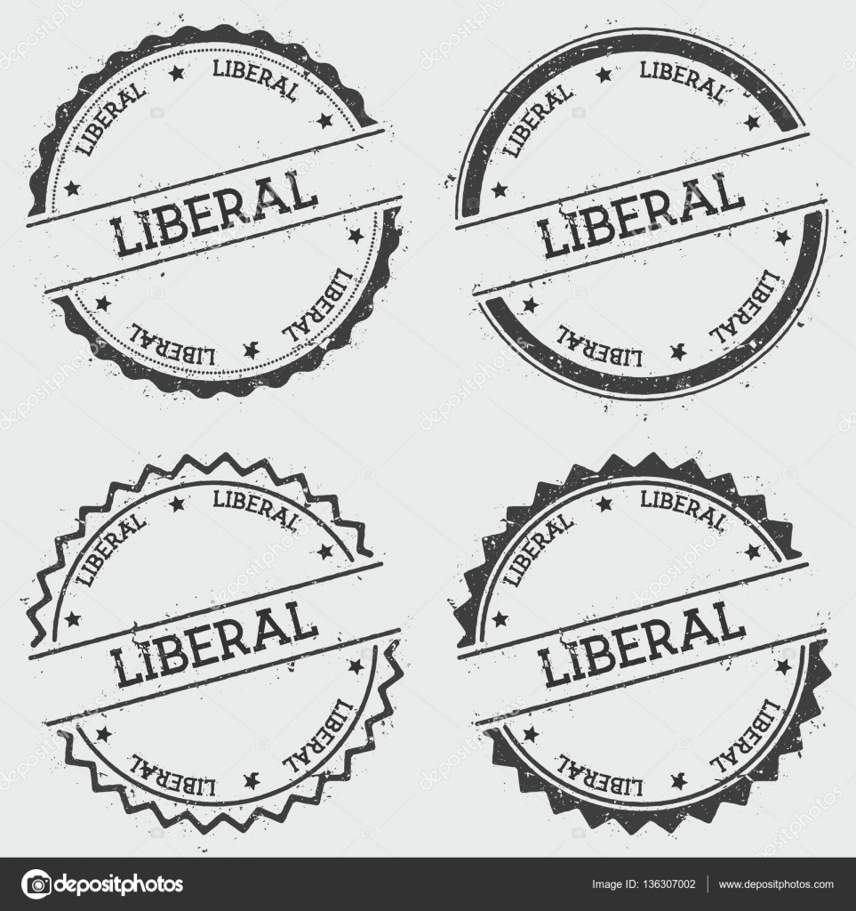 Liberal insignia stamp isolated on white background Grunge round ...