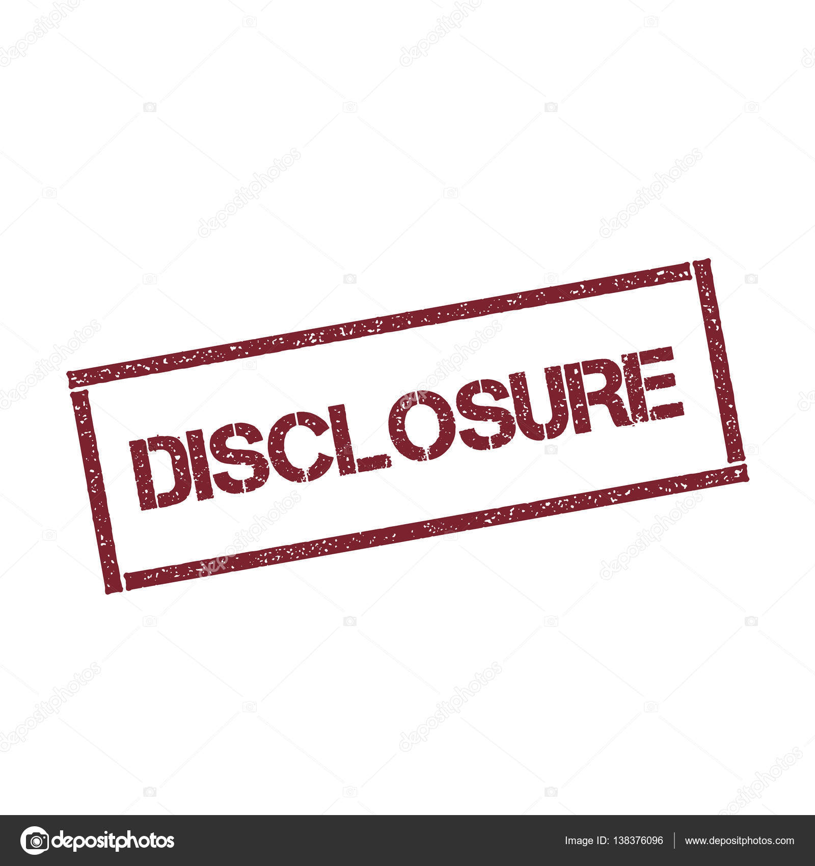 Disclosure rectangular stamp Textured red seal with text isolated on ...