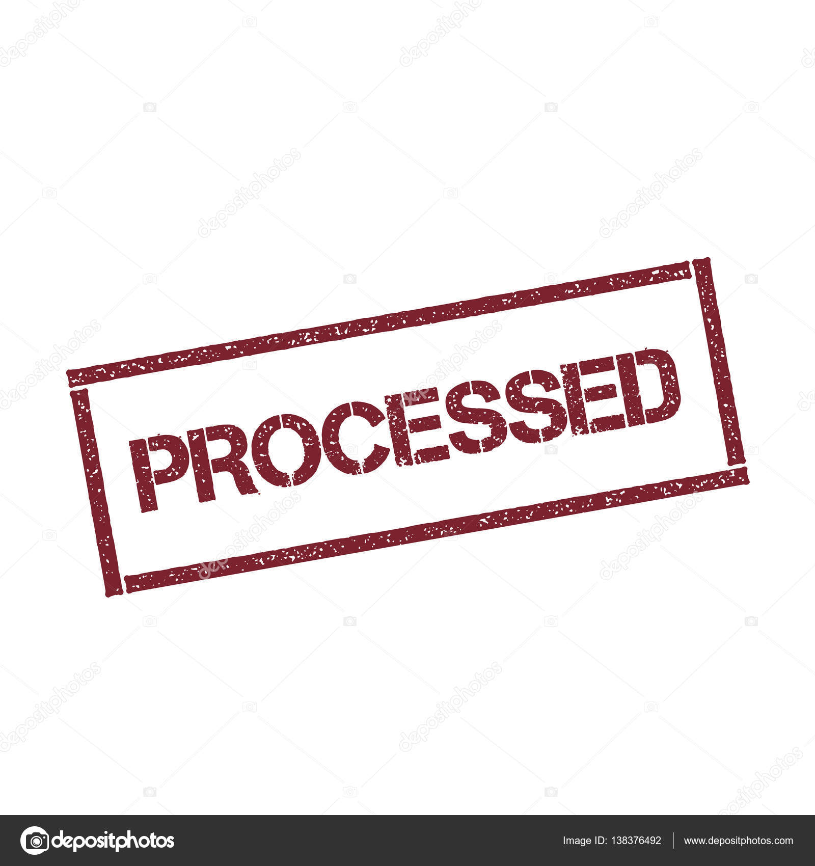 Processed rectangular stamp Textured red seal with text isolated on ...