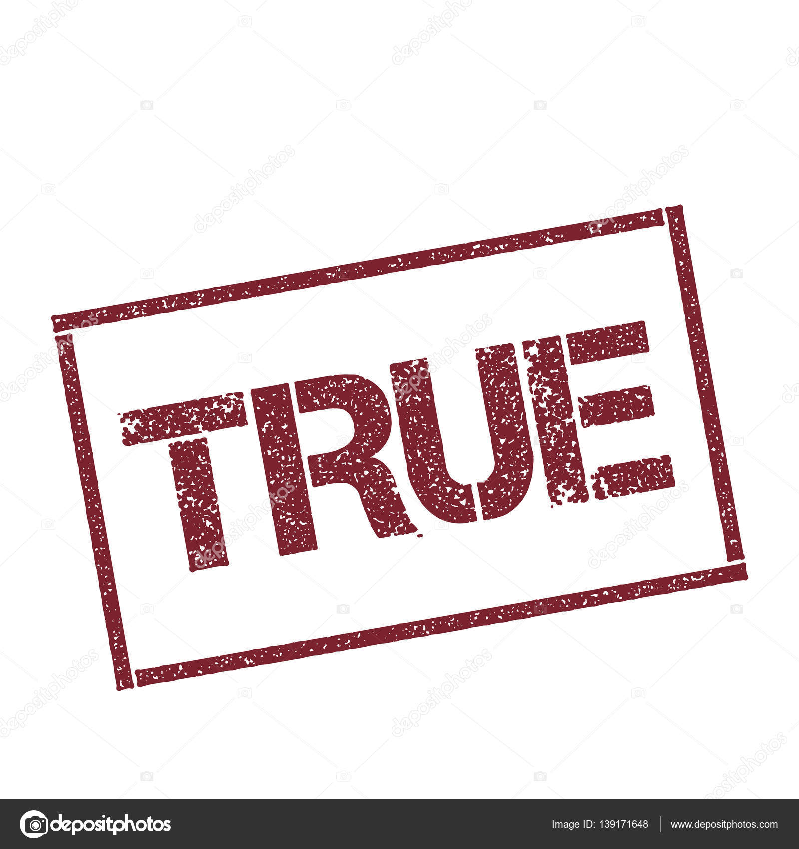 TRUE rectangular stamp Textured red seal with text isolated on white ...