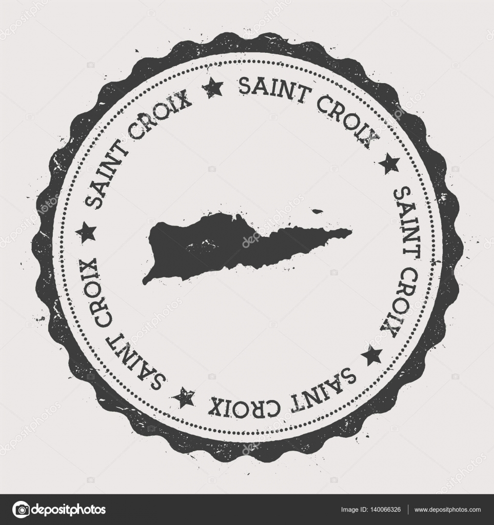 Saint Croix sticker Hipster round rubber stamp with island map Vintage ...