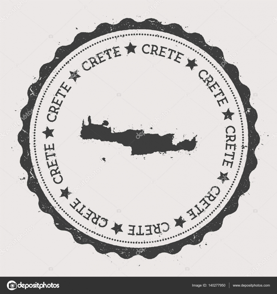 Crete sticker Hipster round rubber stamp with island map Vintage ...