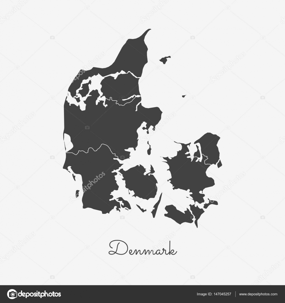Denmark region map grey outline on white background Detailed map of ...