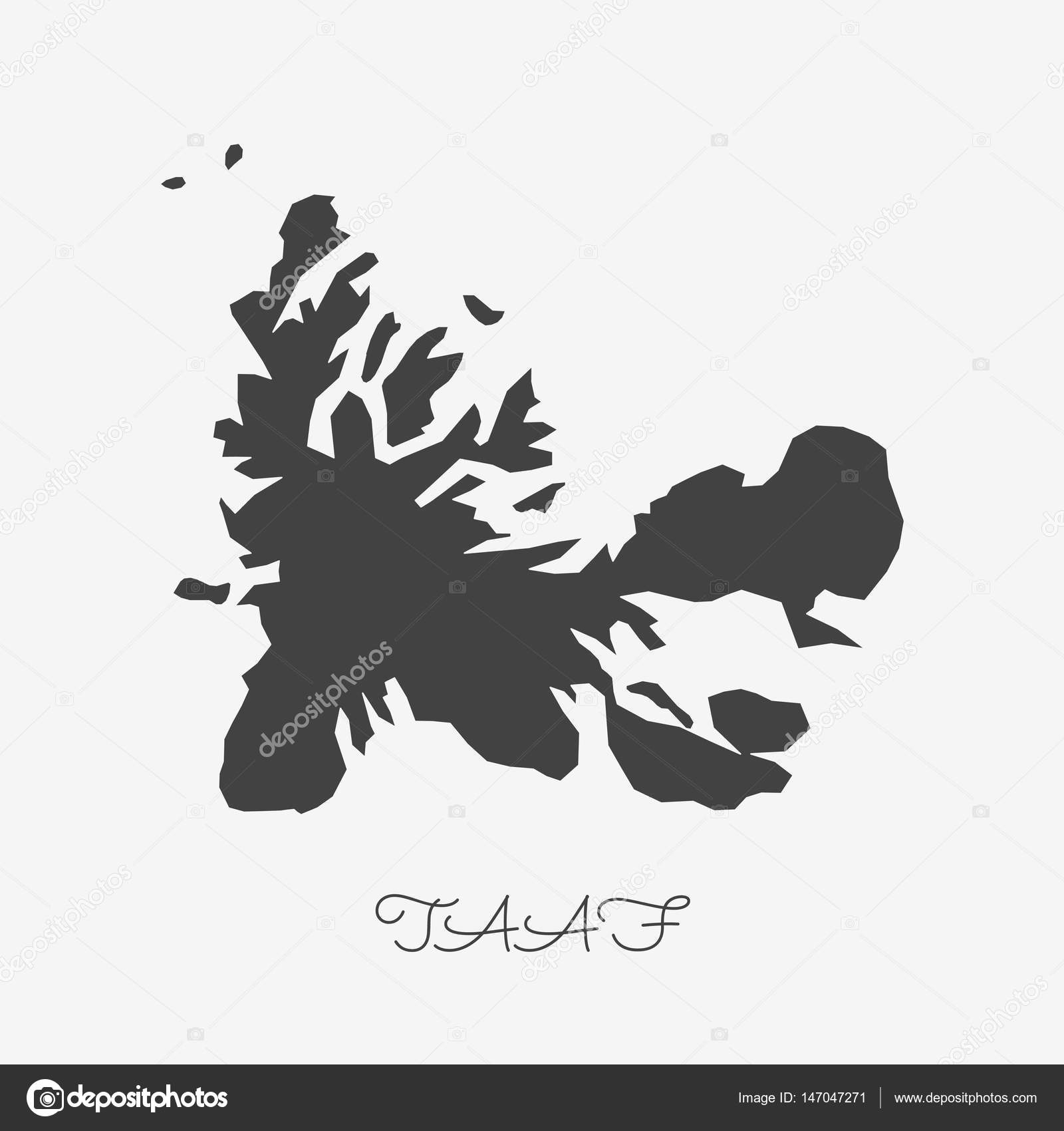 TAAF region map grey outline on white background Detailed map of TAAF ...