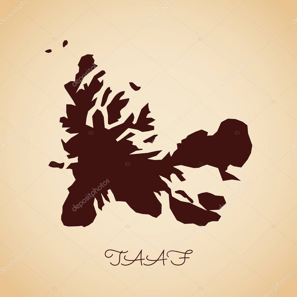TAAF region map retro style brown outline on old paper background Mapa ...