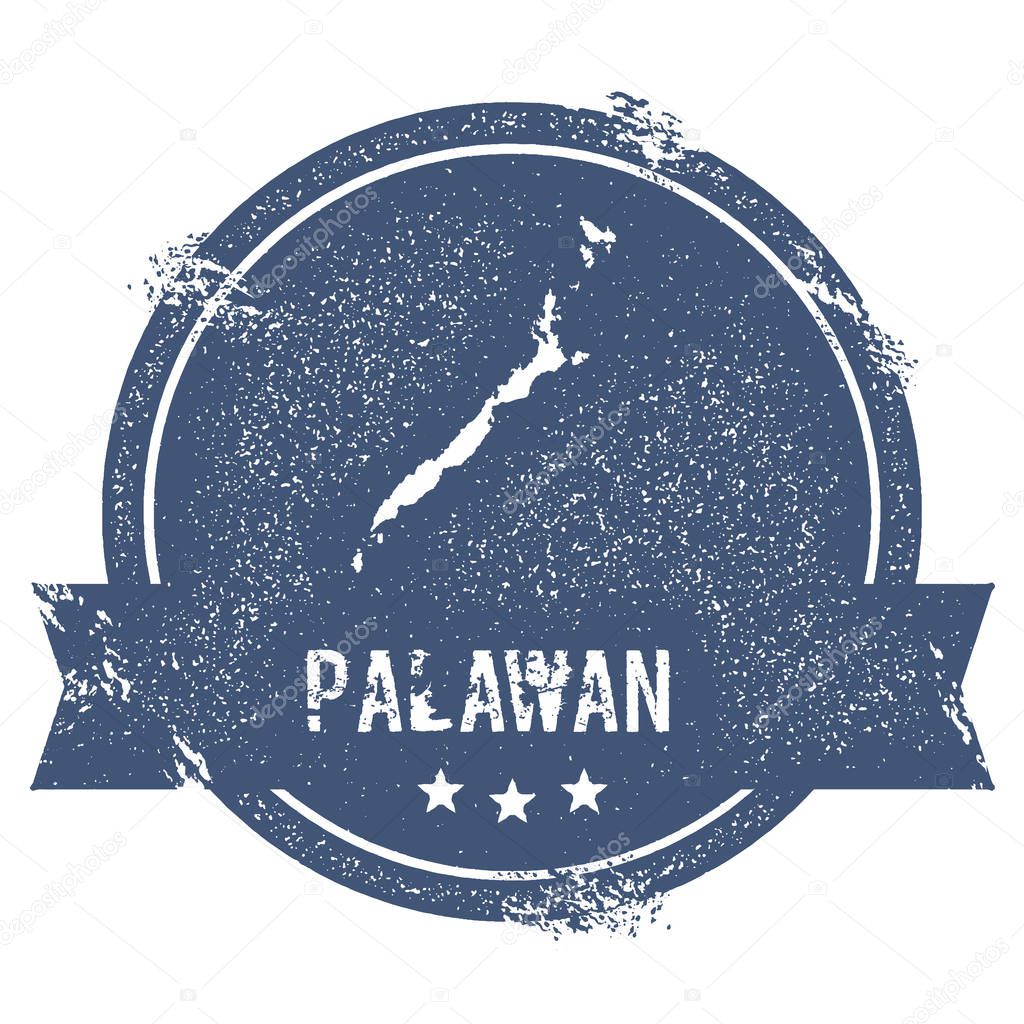 Palawan logotipo signo Viaje sello de goma con el nombre y el mapa de ...