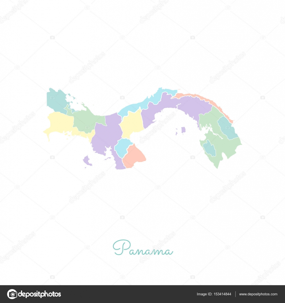 Carte de la région de Panama colorée avec contour blanc Carte détaillée ...