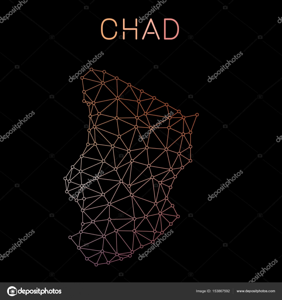 Chad network map Abstract polygonal map design Network connections ...