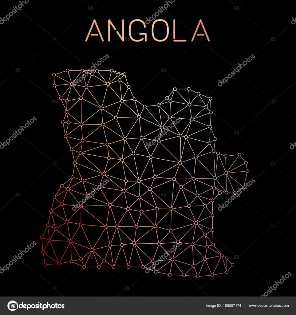 Angola network map Abstract polygonal map design Network connections ...