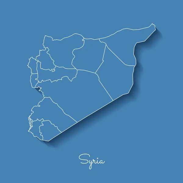 Jordan region map blue with white outline and shadow on blue background ...