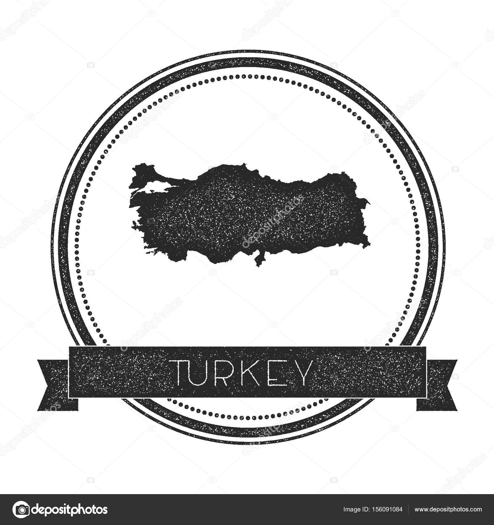 Insignia retro angustiado Turquía con mapa Hipster sello de goma ...