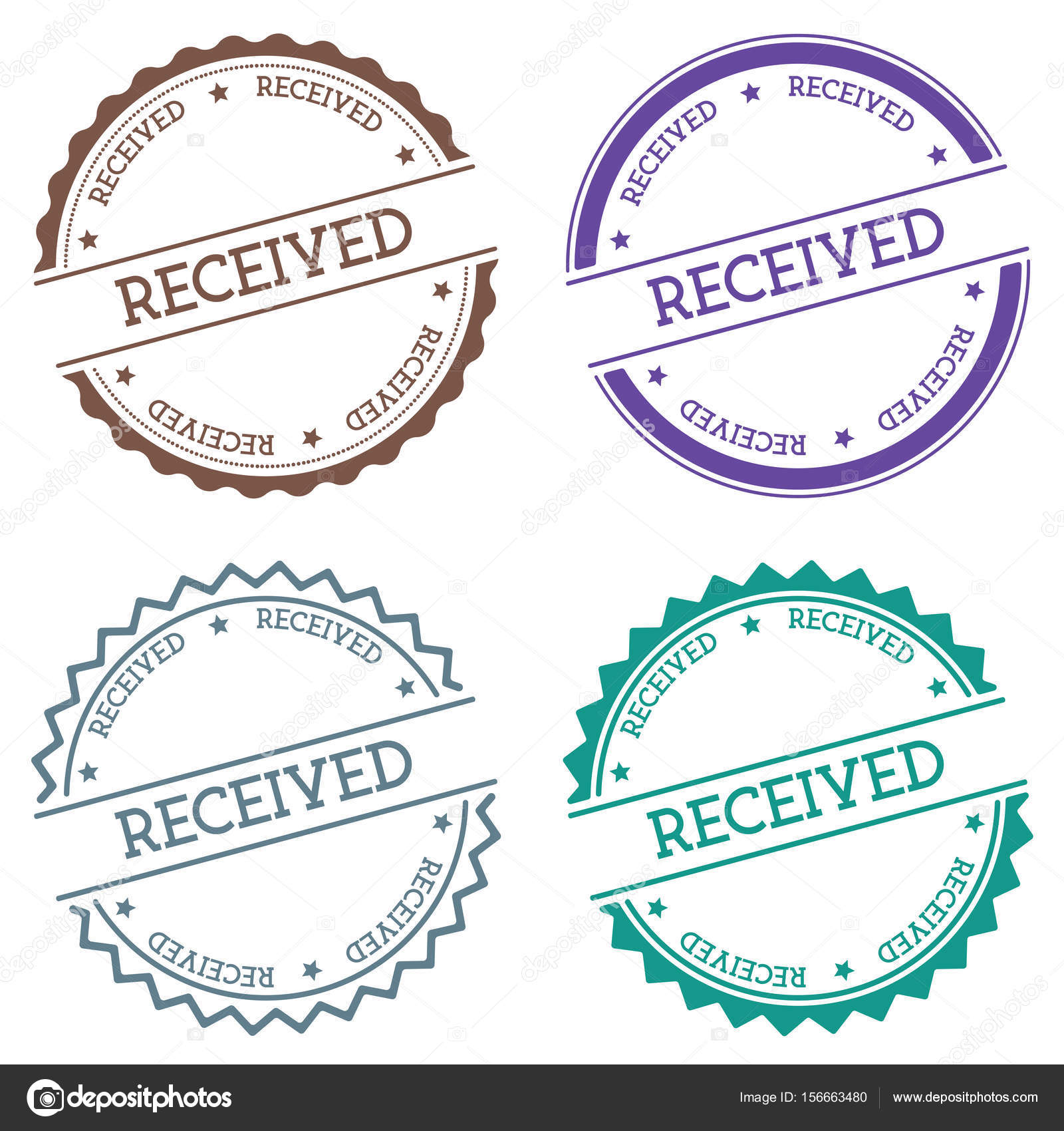 Received badge isolated on white background Flat style round label with ...