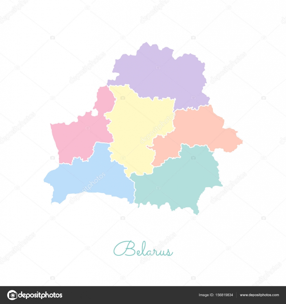 Belarus region map colorful with white outline Detailed map of Belarus ...