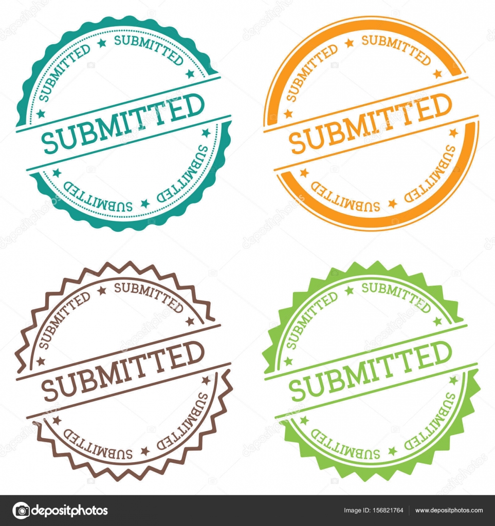 Submitted badge isolated on white background Flat style round label ...