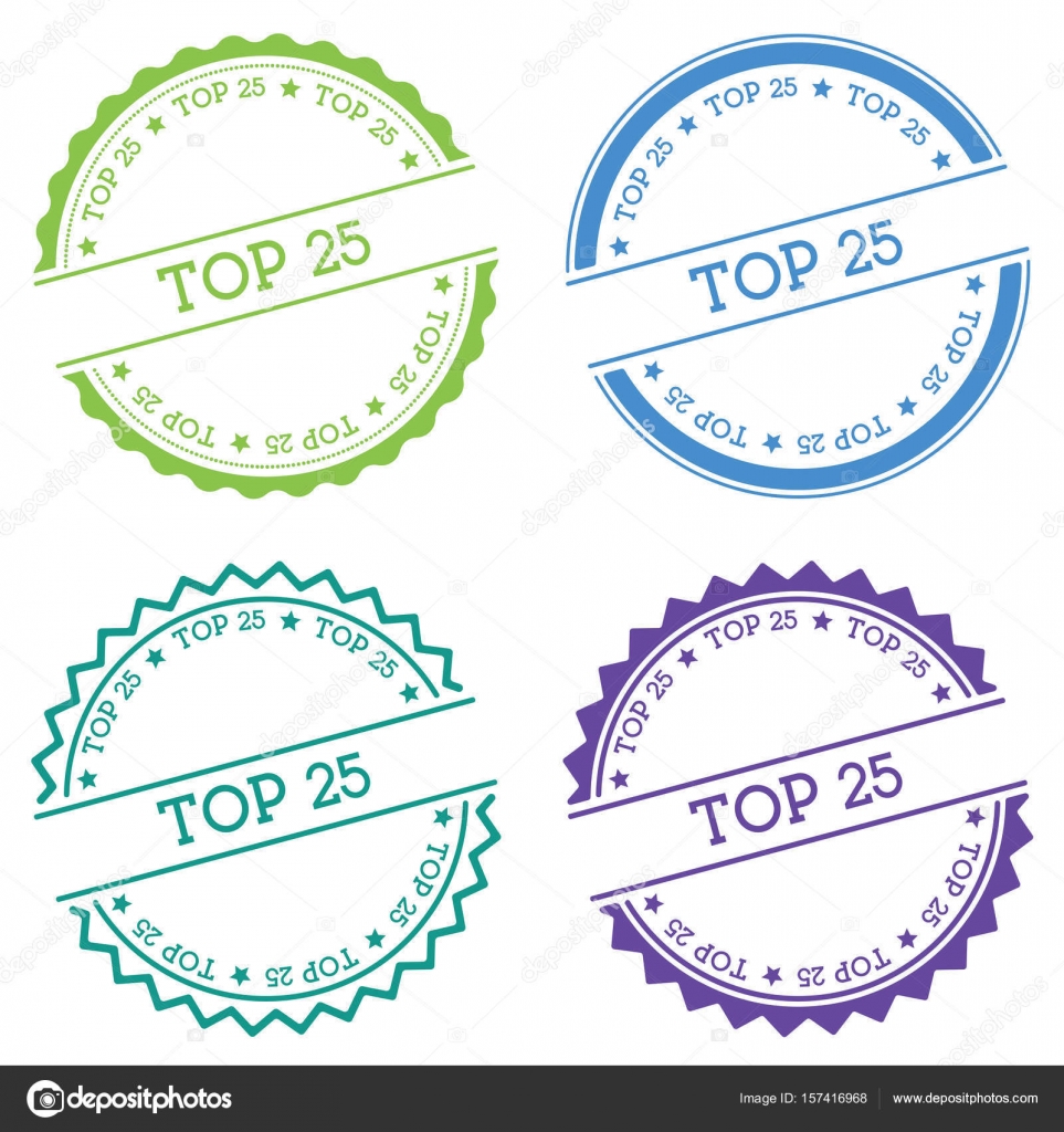 Top 25 badge isolated on white background Flat style round label with ...