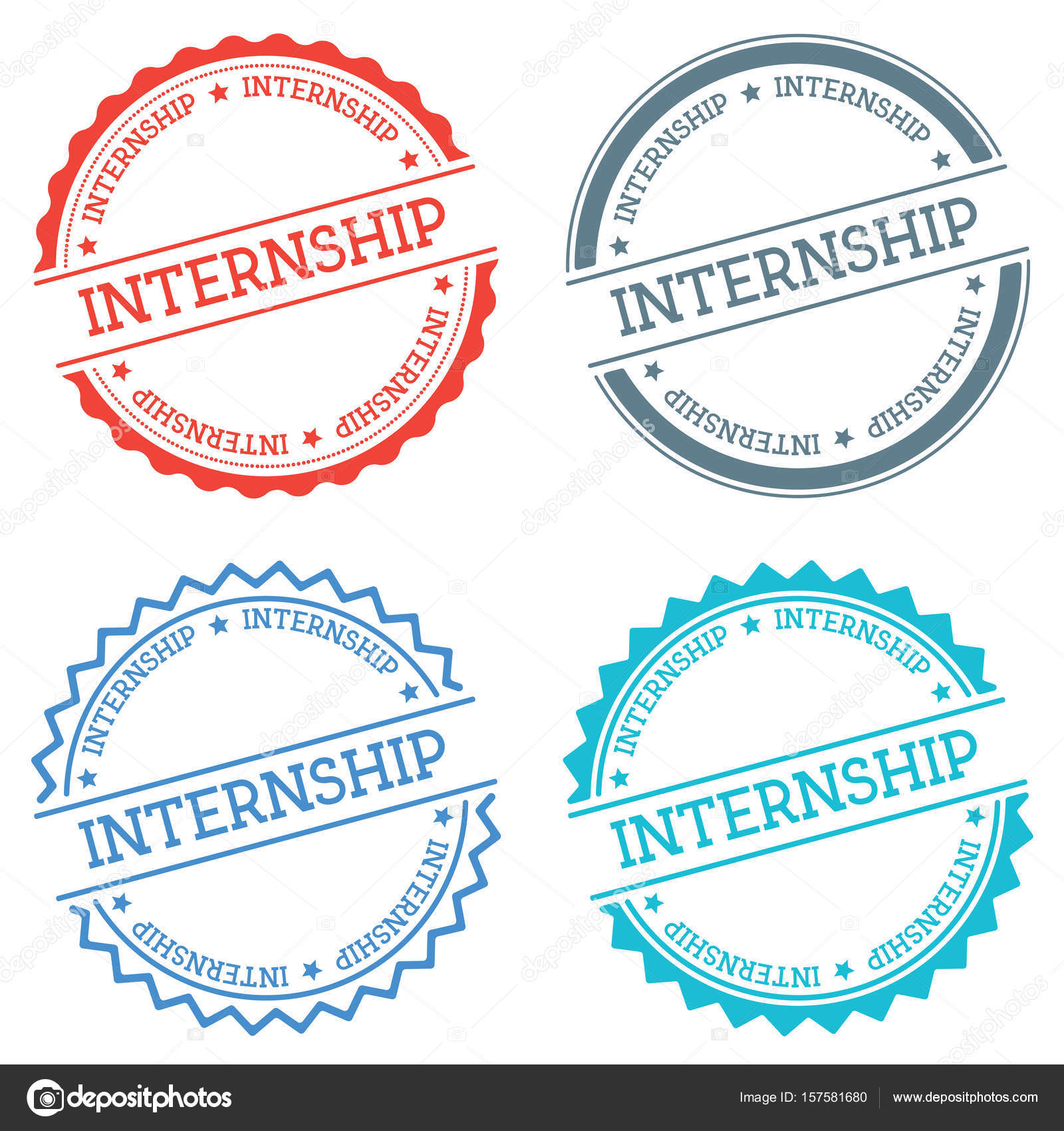 Internship badge isolated on white background Flat style round label ...