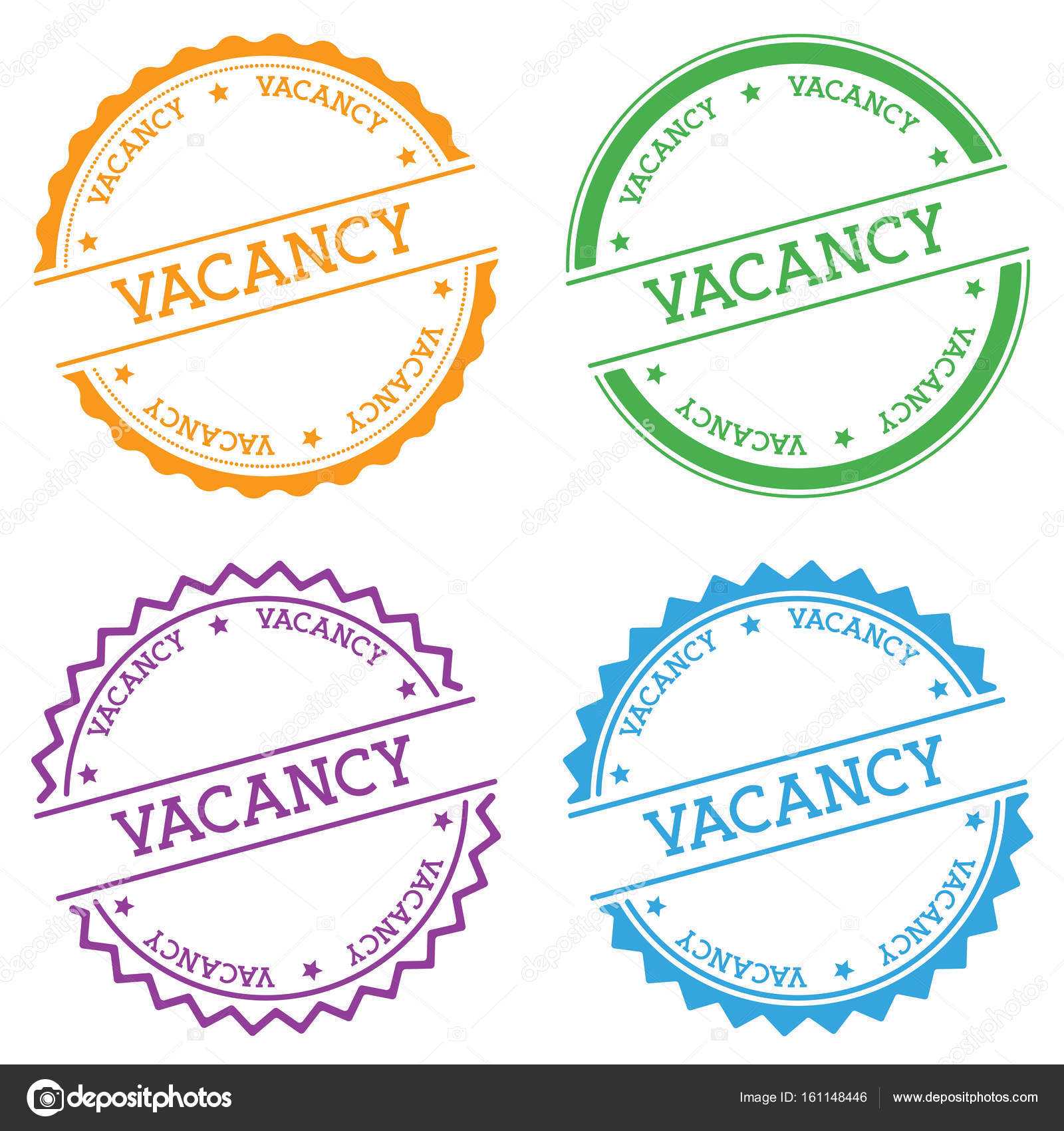 Vacancy badge isolated on white background Flat style round label with ...