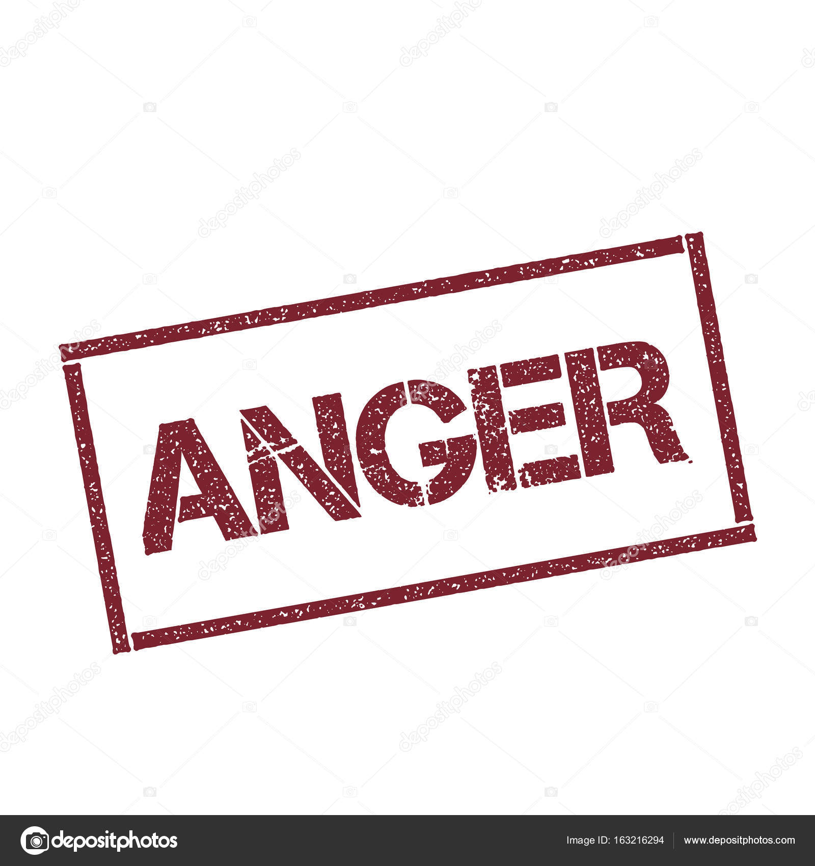 Anger rectangular stamp Textured red seal with text isolated on white ...