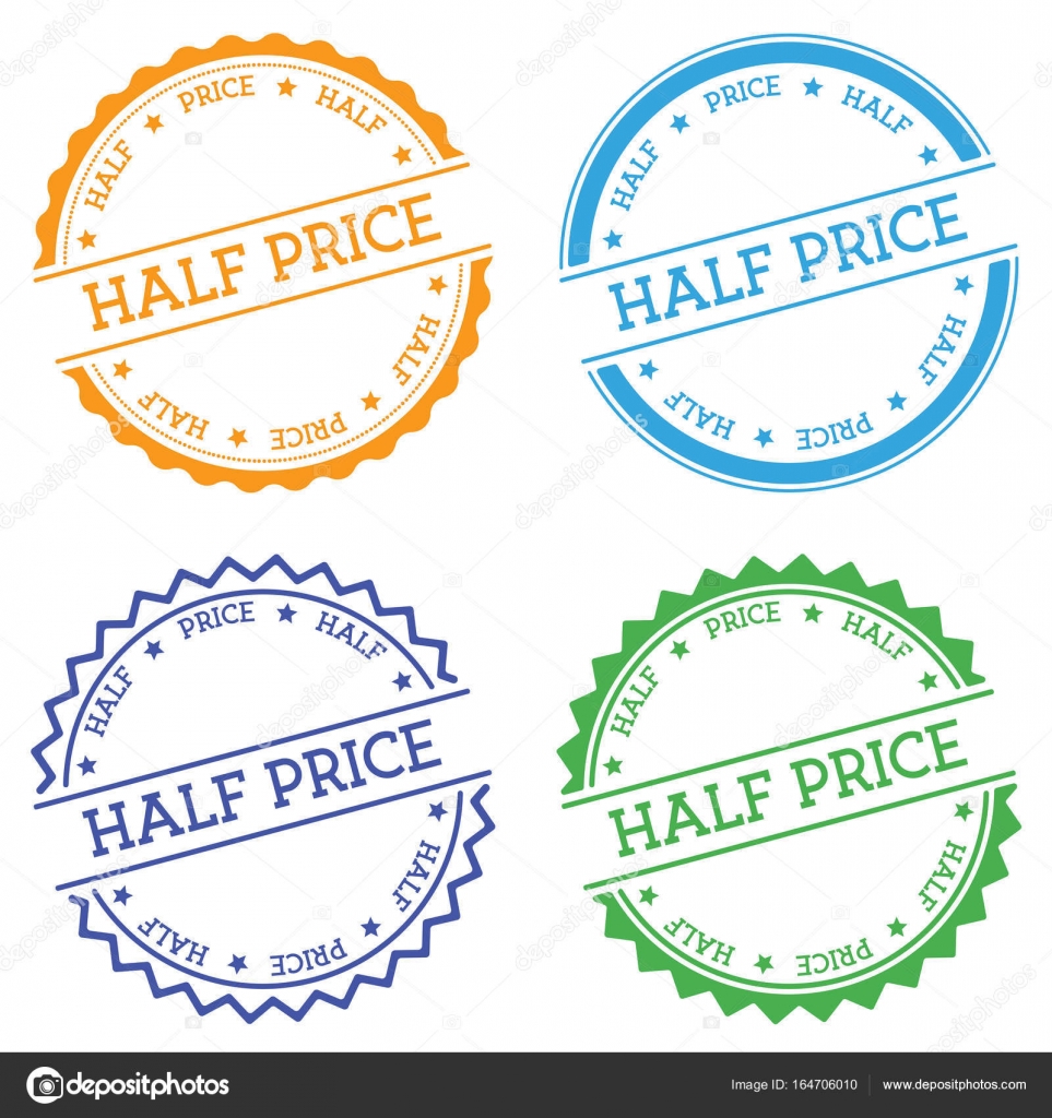 Half price badge isolated on white background Flat style round label ...