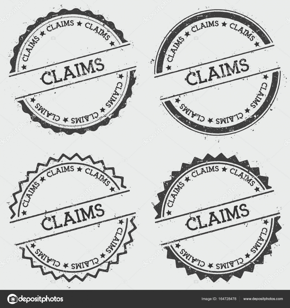 Claims insignia stamp isolated on white background Grunge round hipster ...