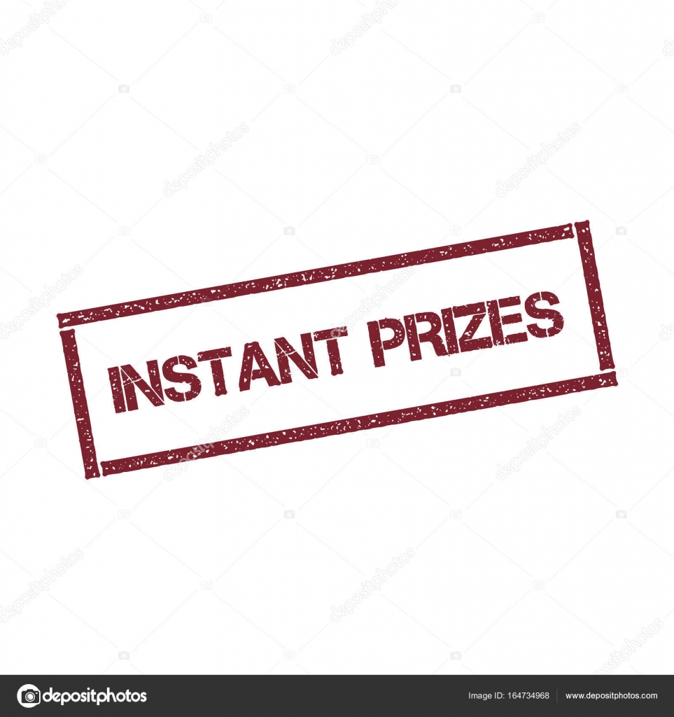 Instant prizes rectangular stamp Textured red seal with text isolated ...