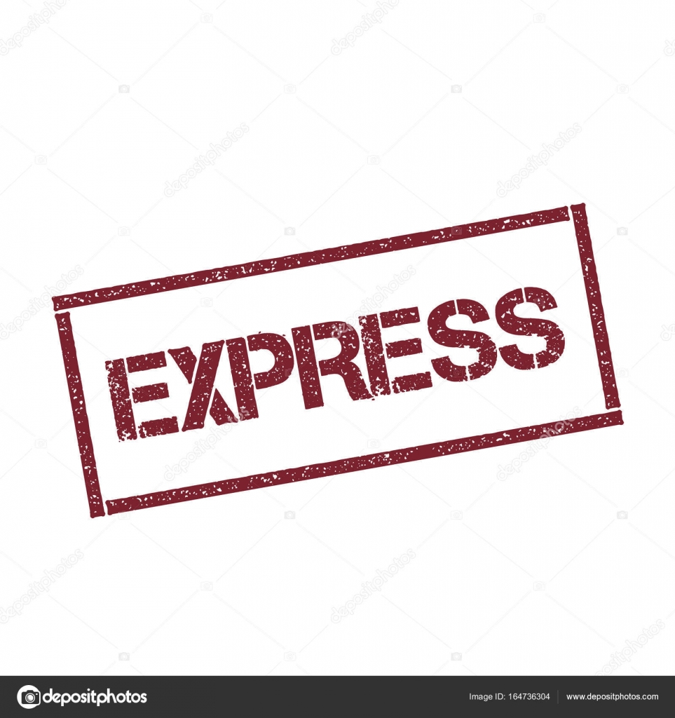 Express rectangular stamp Textured red seal with text isolated on white ...