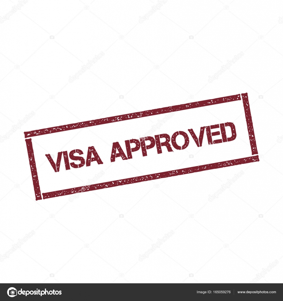 Visa approved rectangular stamp Textured red seal with text isolated on ...