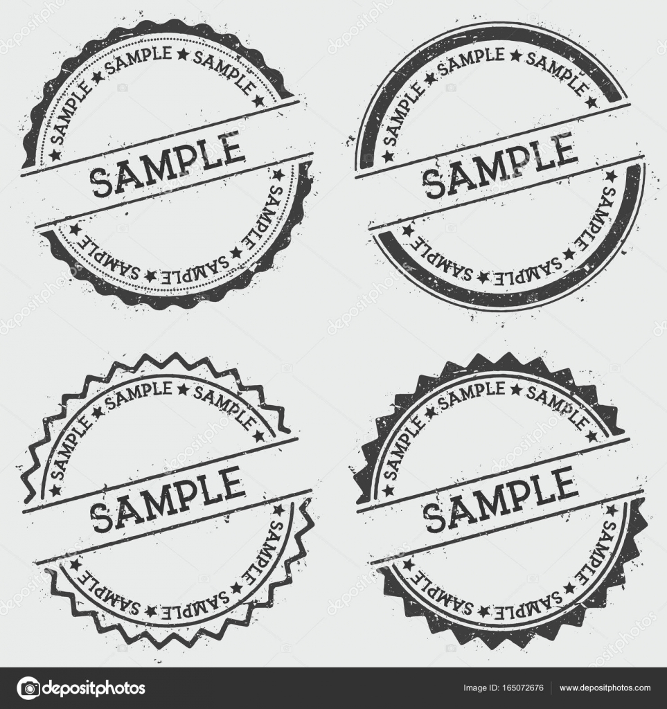 Sample insignia stamp isolated on white background Grunge round hipster ...