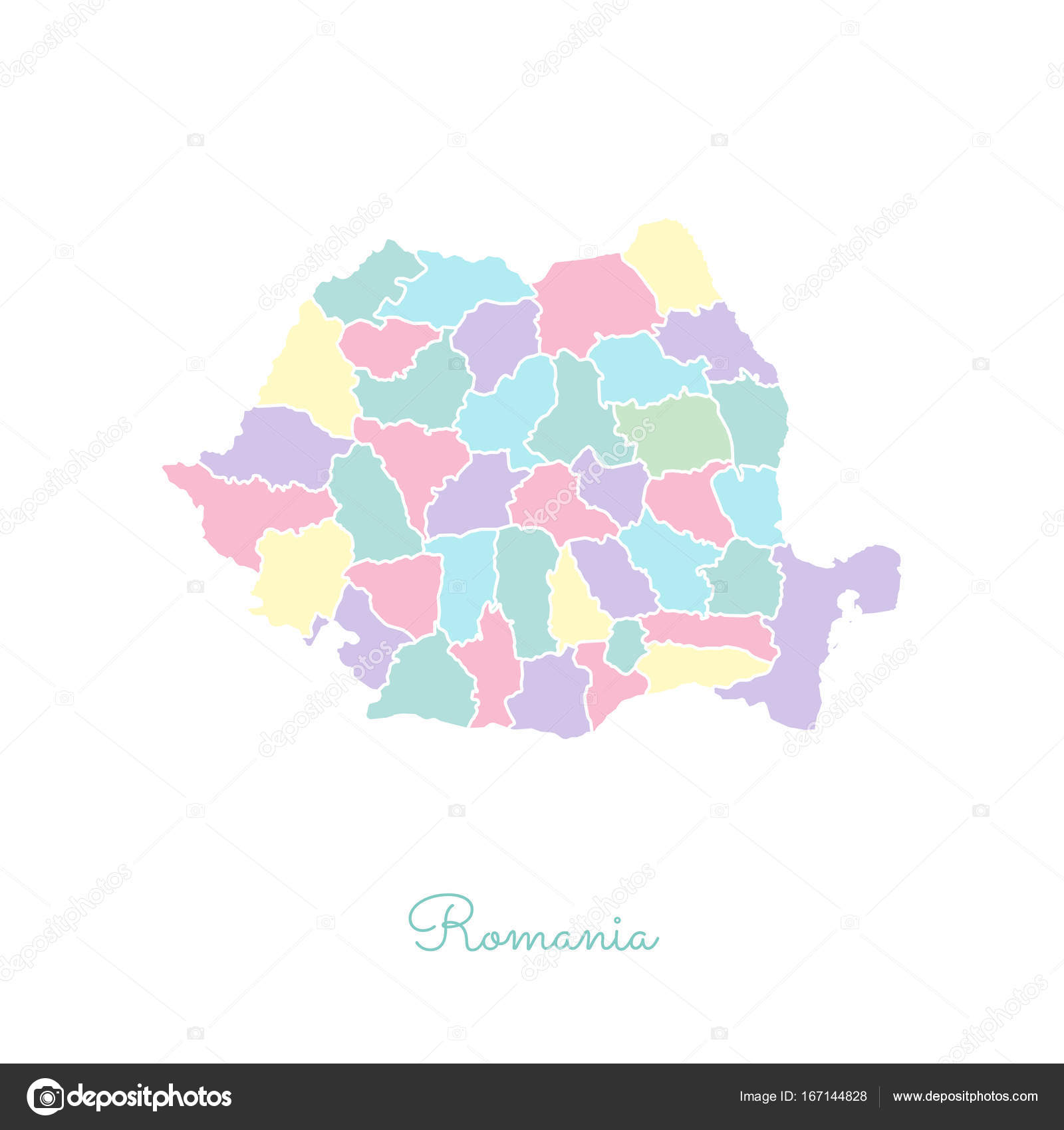 Image vectorielle Carte de la région Roumanie colorée avec contour ...