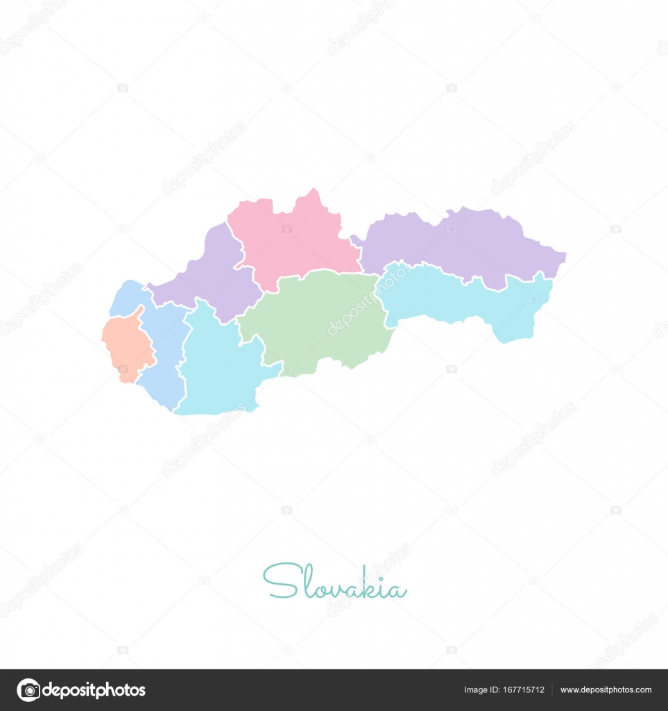 Slovakia region map colorful with white outline Detailed map of ...