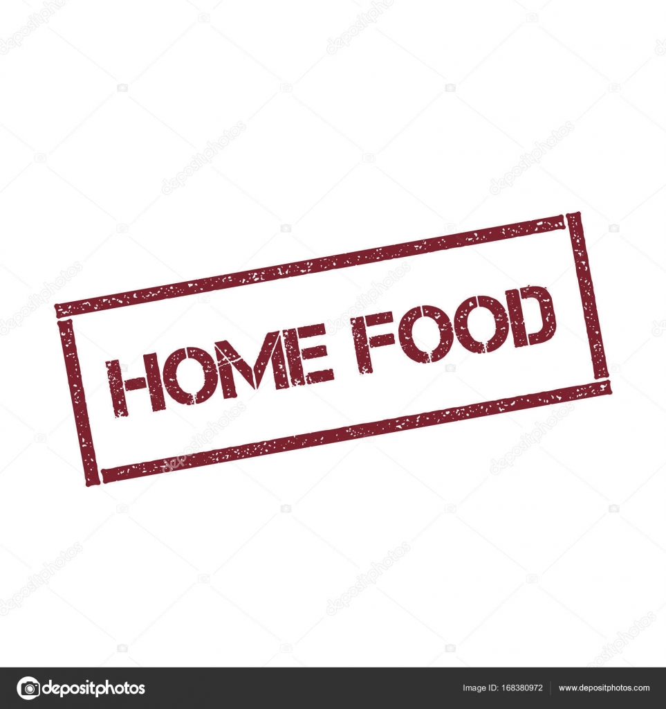 Home food rectangular stamp Textured red seal with text isolated on ...