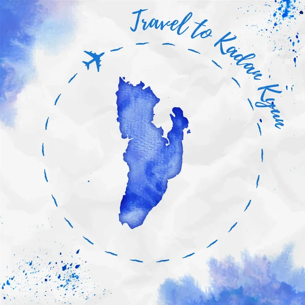 Kadan Kyun watercolor island map in blue colors Travel to Kadan Kyun ...