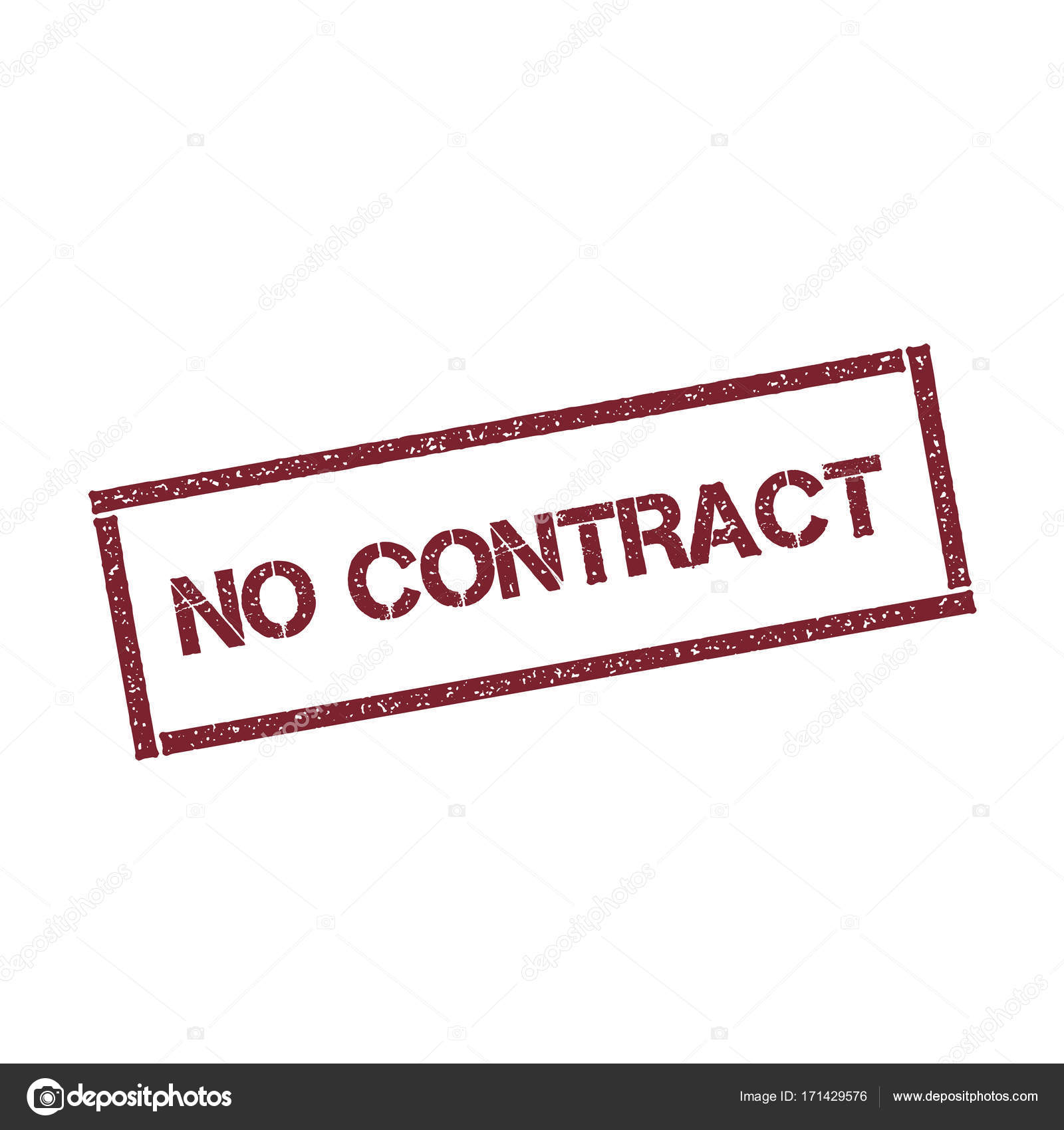 No contract rectangular stamp Textured red seal with text isolated on ...