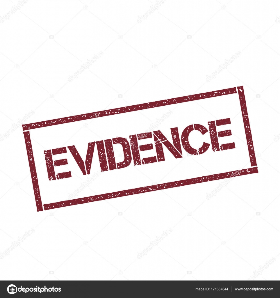 Evidence rectangular stamp Textured red seal with text isolated on ...