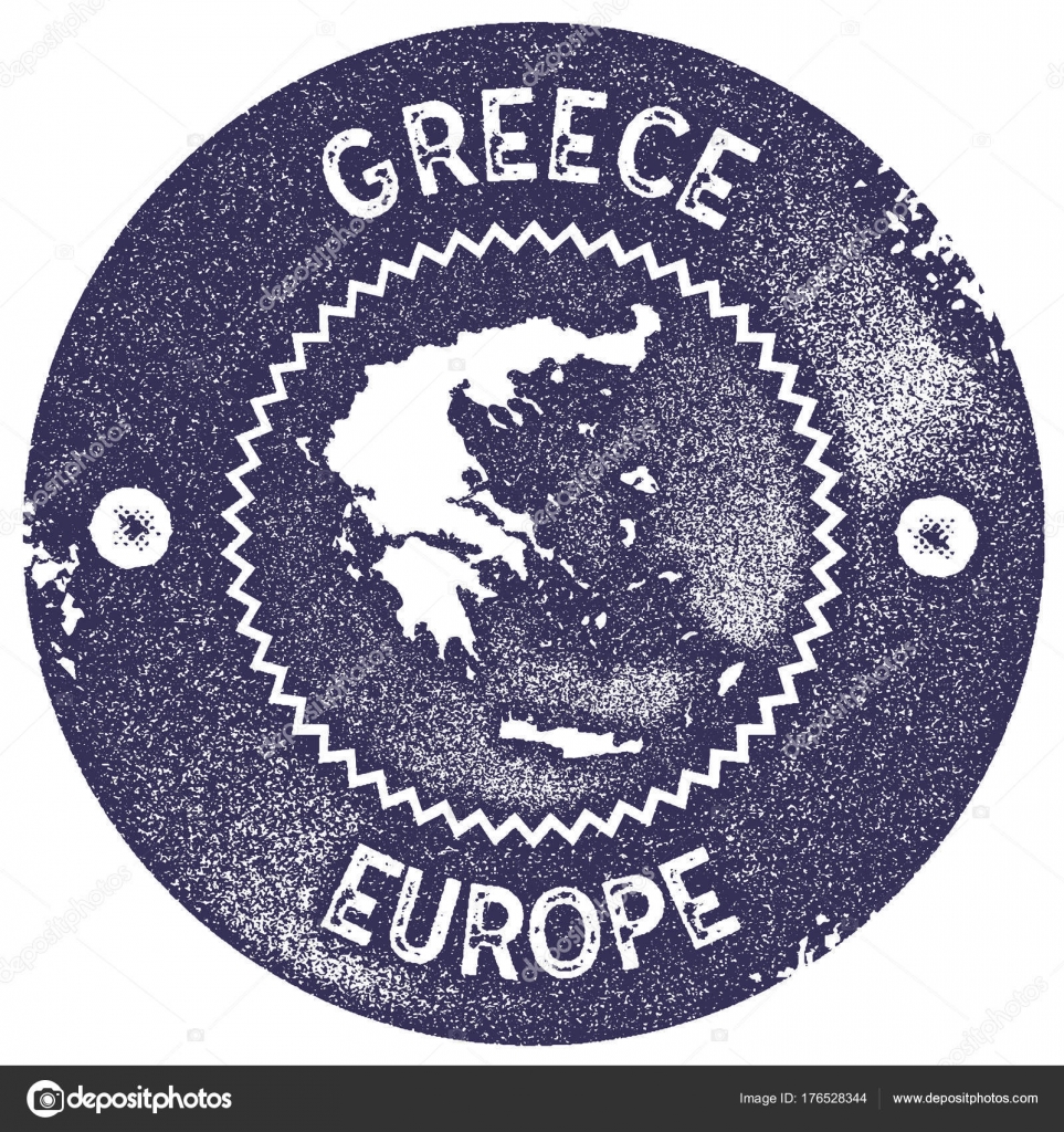 Greece map vintage stamp Retro style handmade label badge or element ...