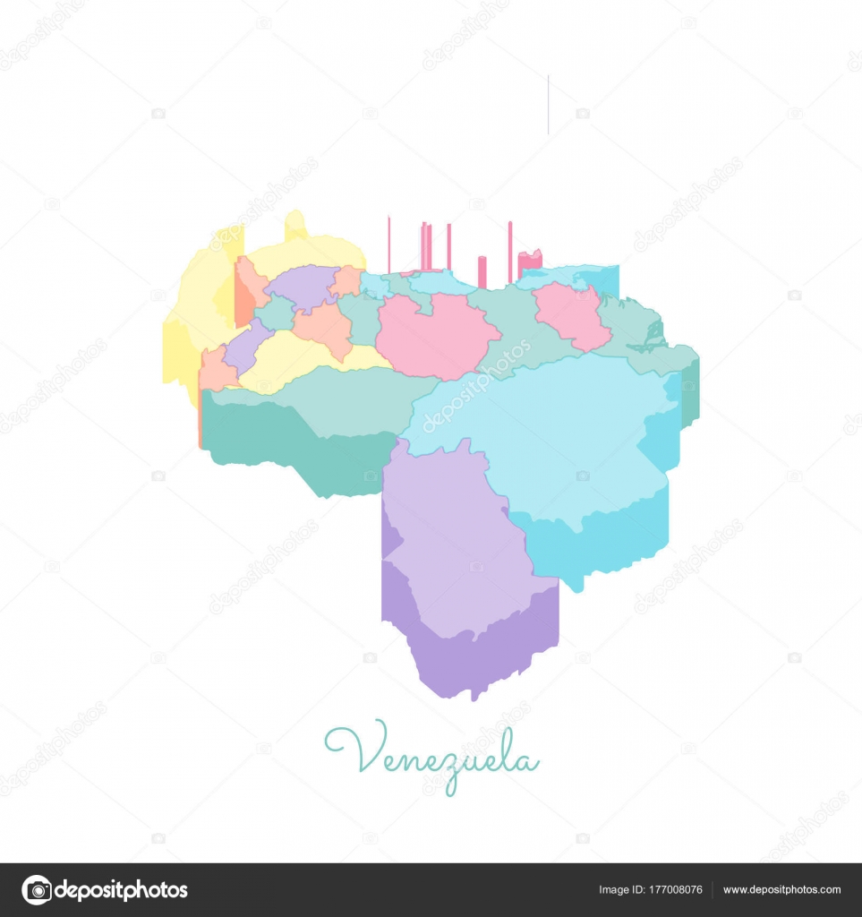 Venezuela region map colorful isometric top view Detailed map of ...