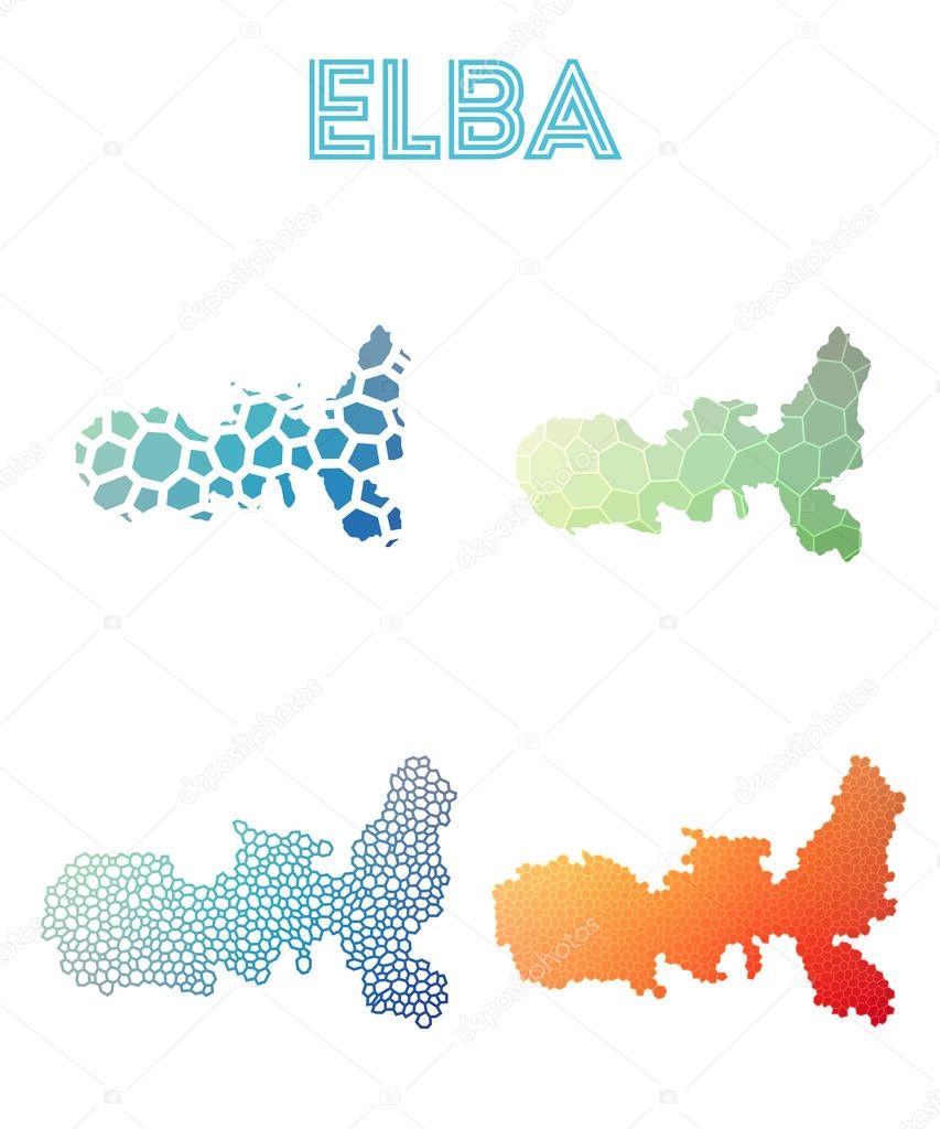 Elba mapa de la isla poligonal Colección de mapas de estilo mosaico ...