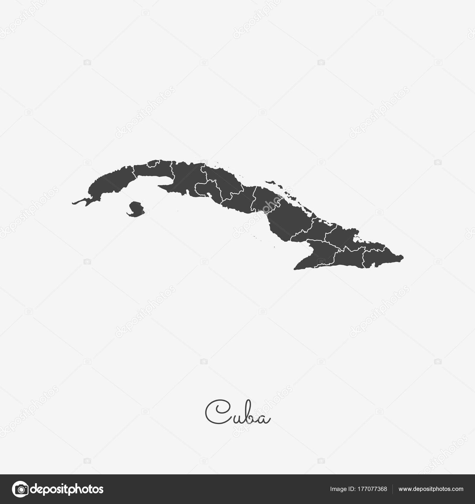 Mapa de la región Cuba contorno gris sobre fondo blanco Mapa detallado ...