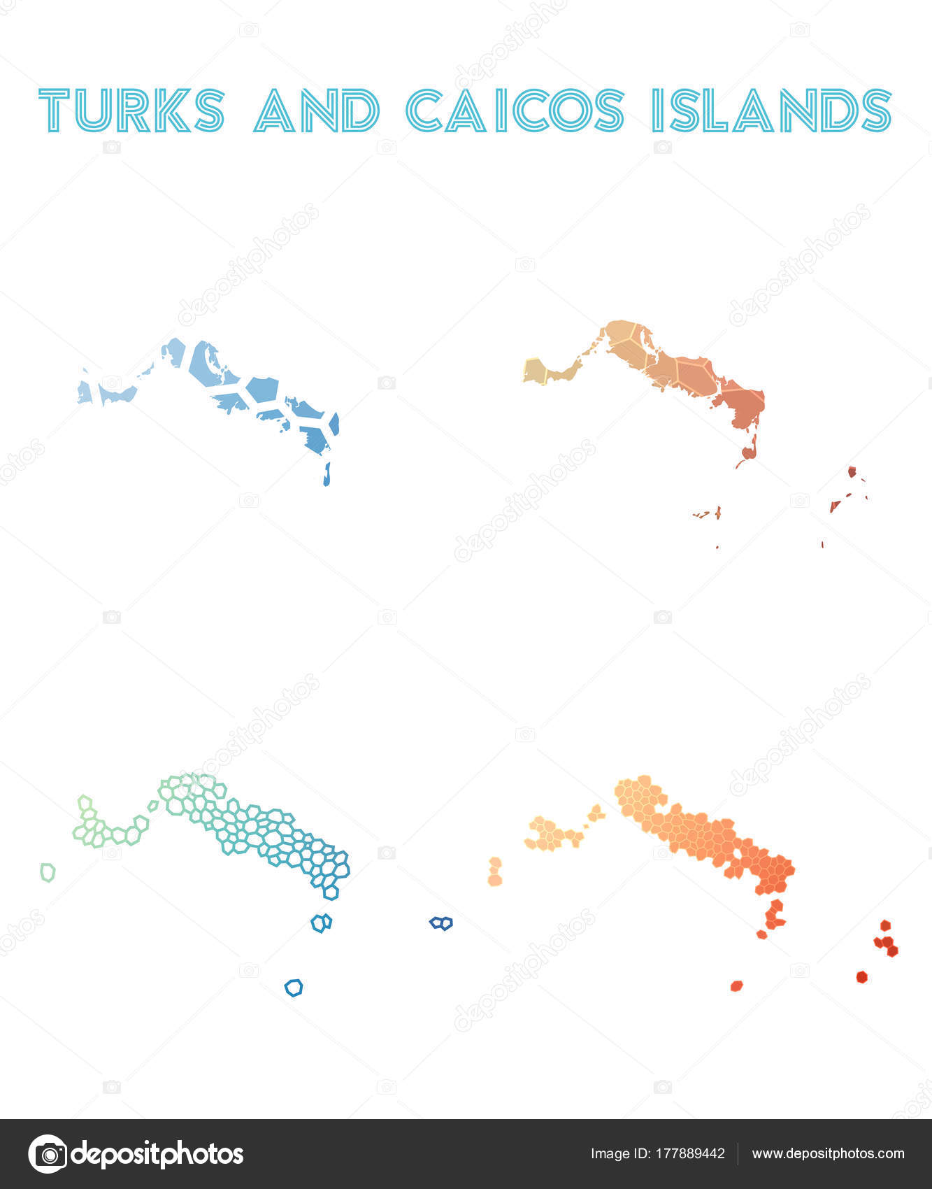 Turks and Caicos Islands polygonal island map Mosaic style maps ...