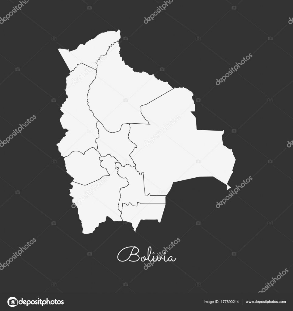 Bolivia region map white outline on grey background Detailed map of ...