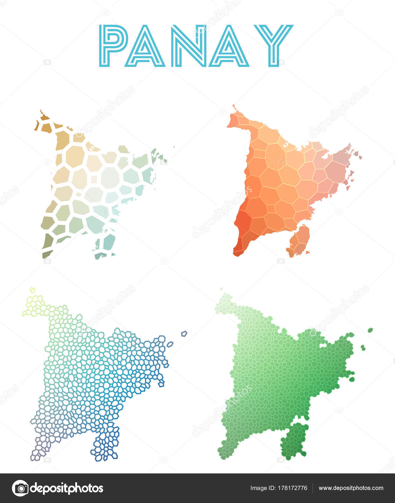 Panay polygonal island map Mosaic style maps collection Bright abstract ...