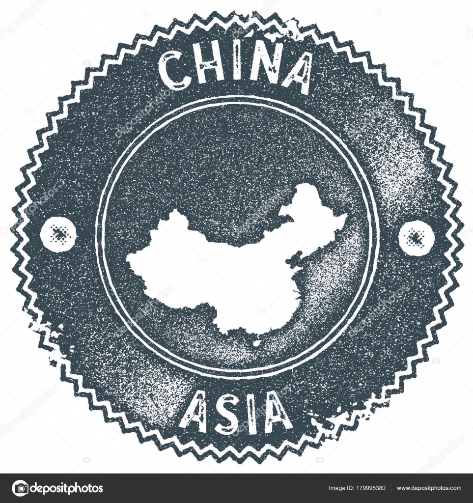 China map vintage stamp Retro style handmade label badge or element for ...