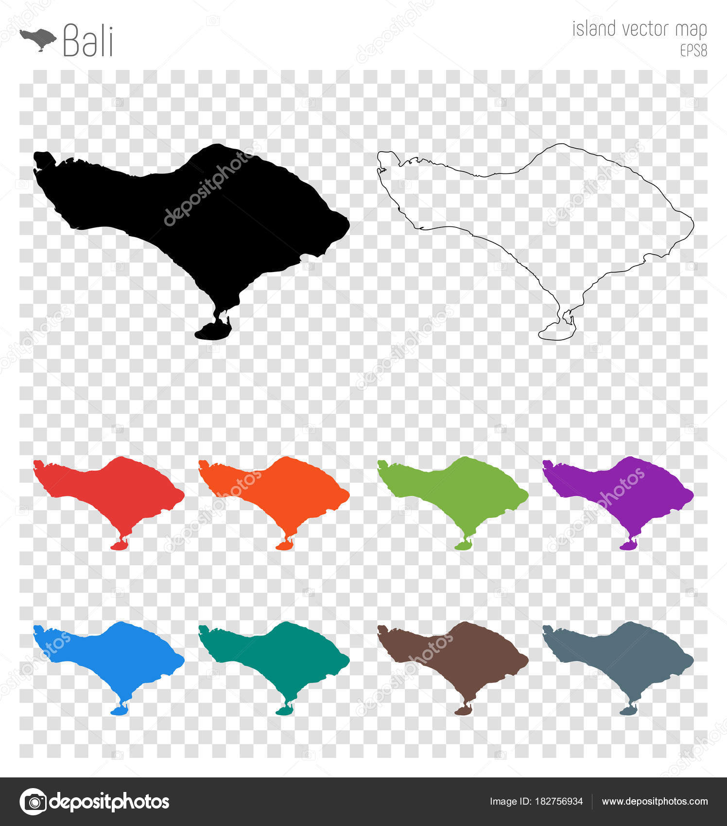 Bali high detailed map Island silhouette icon Isolated Bali black map ...