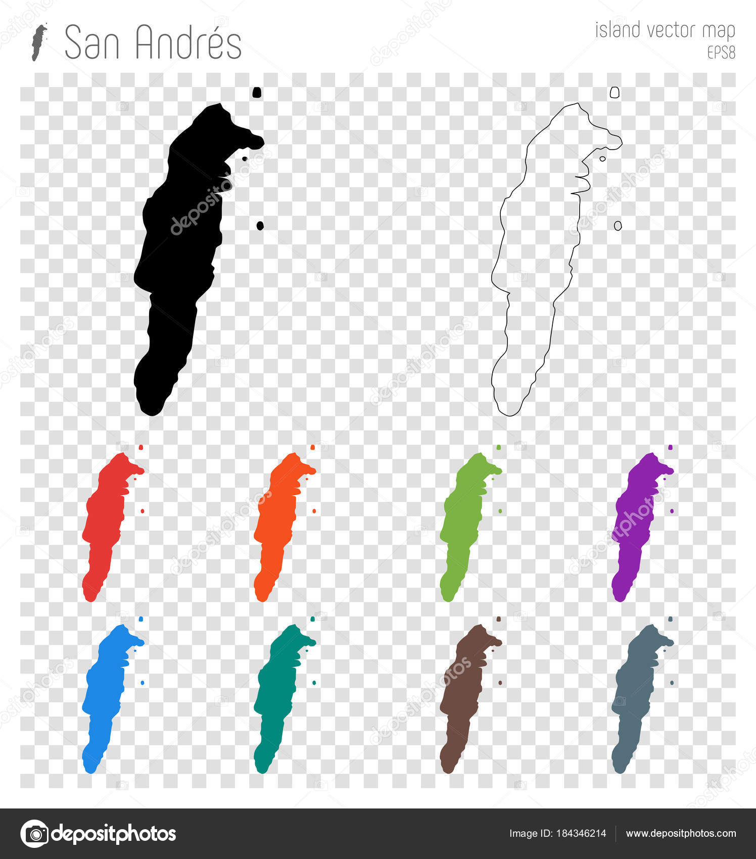 Mapa detallado de San Andrés Icono de silueta de isla Isolated San ...